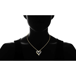 NATALIA DRAKE 1/3 Cttw Diamond Double Heart Necklace for Women in Yellow Gold Plated 925 Sterling Silver Color I-J/Clarity I2-I3