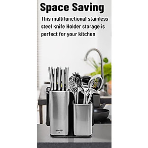 MENZELIANO 13 pcs kitchen knife set with block and cooking stainless steel utensils set with holder