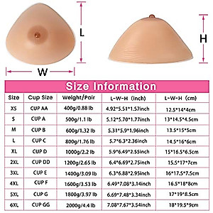 Vollence A Cup Triangle Silicone Breast Forms Fake Boobs for Mastectomy Prosthesis Crossdresser Transgender Suntan