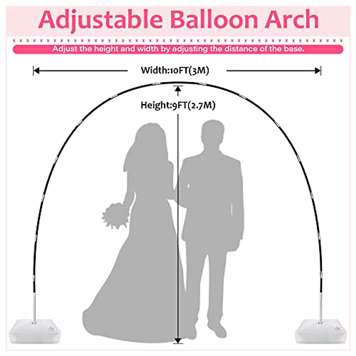 Anbeser Balloon Arch Kit - 9FT Tall &10FT Wide Adjustable Balloon Arch Stand with Water Bases for Baby Shower, Wedding, Birthday, Graduation, Kids Party Decorations