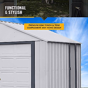 Arrow Shed 12' x 24' Murryhill Garage Galvanized Steel Extra Tall Walls Prefabricated Shed Storage Building, 12' x 24', Flute Gray