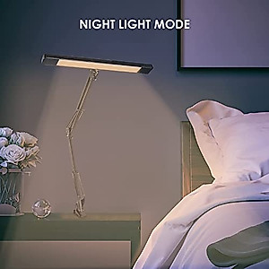 Wellwerks LED Desk Lamp, Swing Arm Lamp with Architect Clamp, 3 Color Modes, 10 Dimmable Brightness, Adjustable Desk Light Eye-Care Table Lamp, Desk Lamps for Home Office, Study, Reading