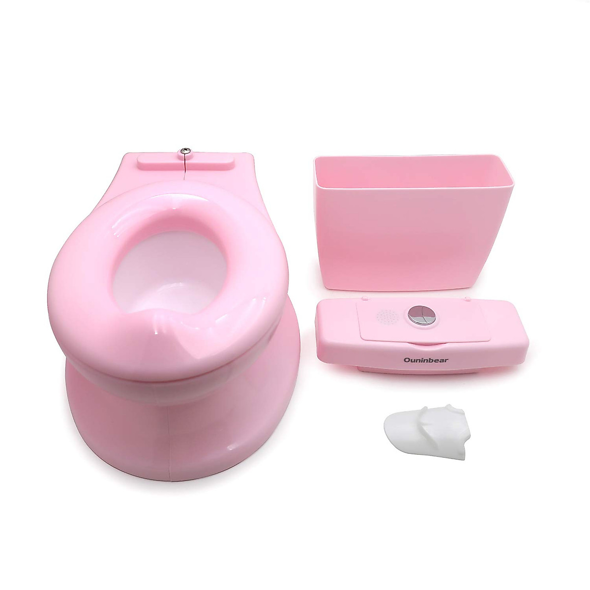 HTTMT- Classic Portable Pink Realistic Toddler Potty Training Toilet w/Flushing Sound Baby Chair Seat Kid [P/N: ET-BABY004-PINK]