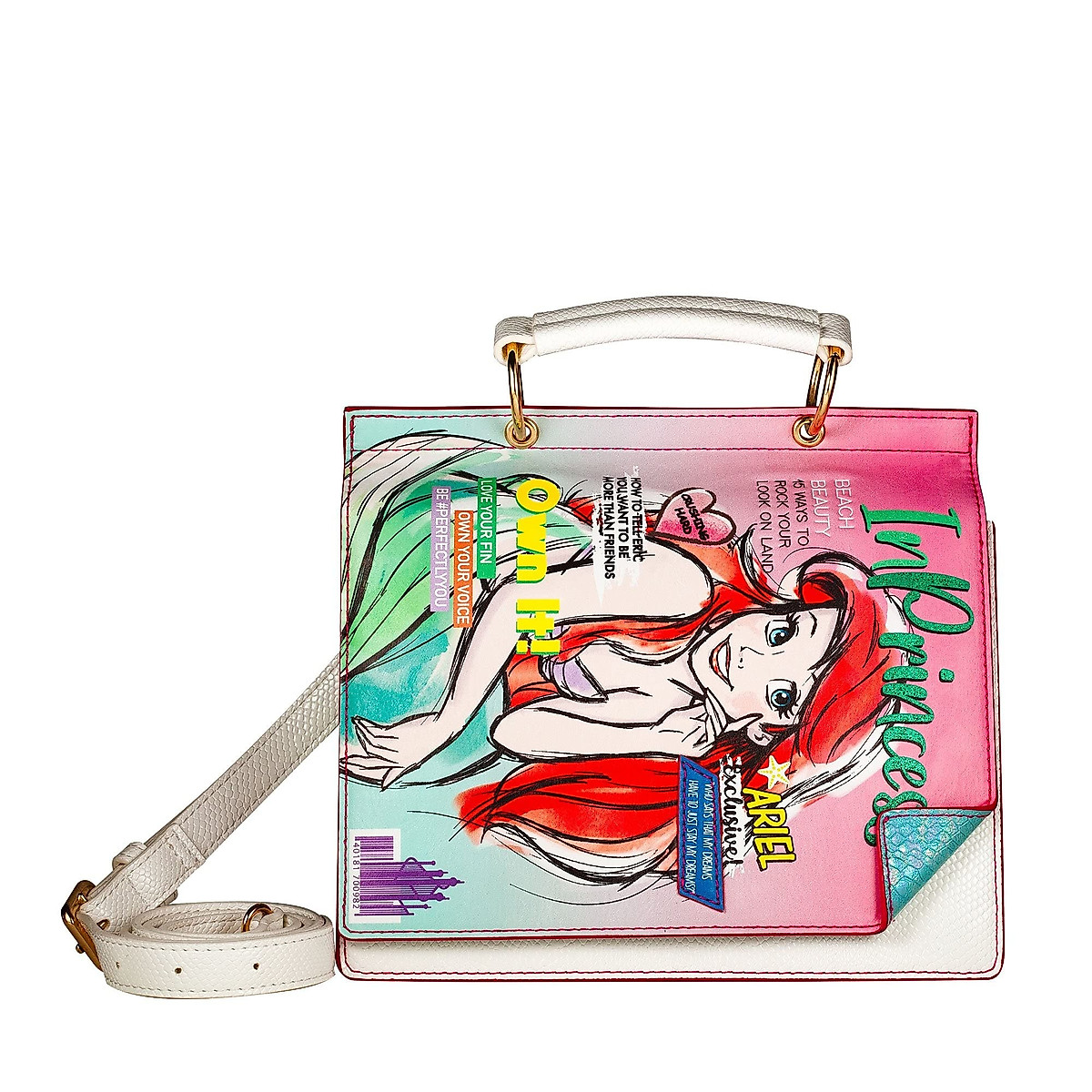 Danielle Nicole X Disney Little Mermaid Ariel Magazine Crossbody Bag - Fashion Cosplay Disneybound Cute Crossbody Bags, Multicolor