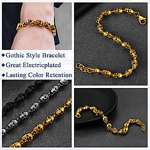 FaithHeart Halloween Skull Bracelet Chains Woman Gothic Jewelry Wristband Gold Plated Jewelry