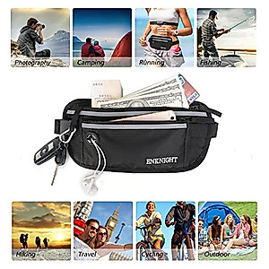 ENKNIGHT Big RFID Money Belt for Travel Running Waist Pack Fanny Pack Green