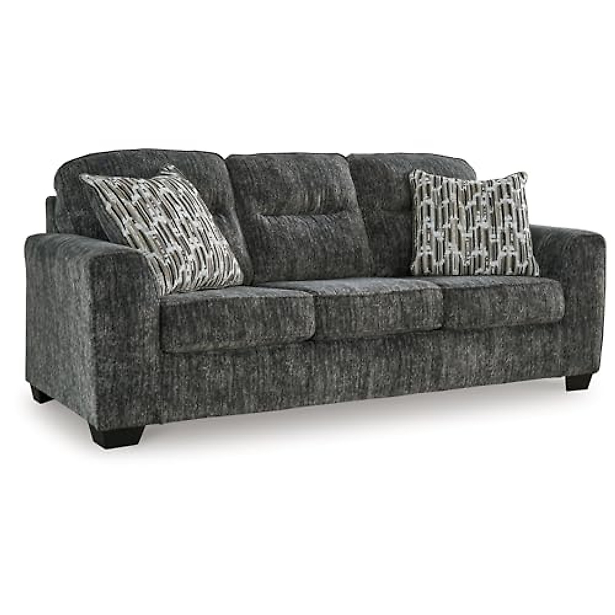 Signature Design by Ashley Lonoke Modern Sofa with 2 Accent Pillows, Gray