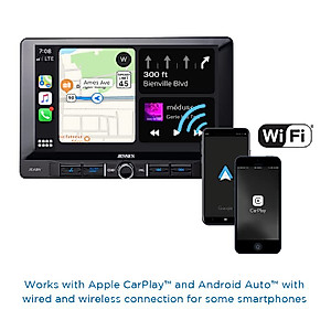 Jensen J1CA9W 9-inch Certified Apple CarPlay Android Auto Wired or Wireless | Single DIN Touchscreen Car Stereo Receiver | Bluetooth | Backup Camera Input | USB Playback & Charge | Sirius XM Ready