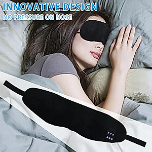 Bluetooth Shading Eye Mask Sleep Bluetooth Eye Mask Talking On The Phone Music Sleep Eye Mask 17.7x4.5in (Black)
