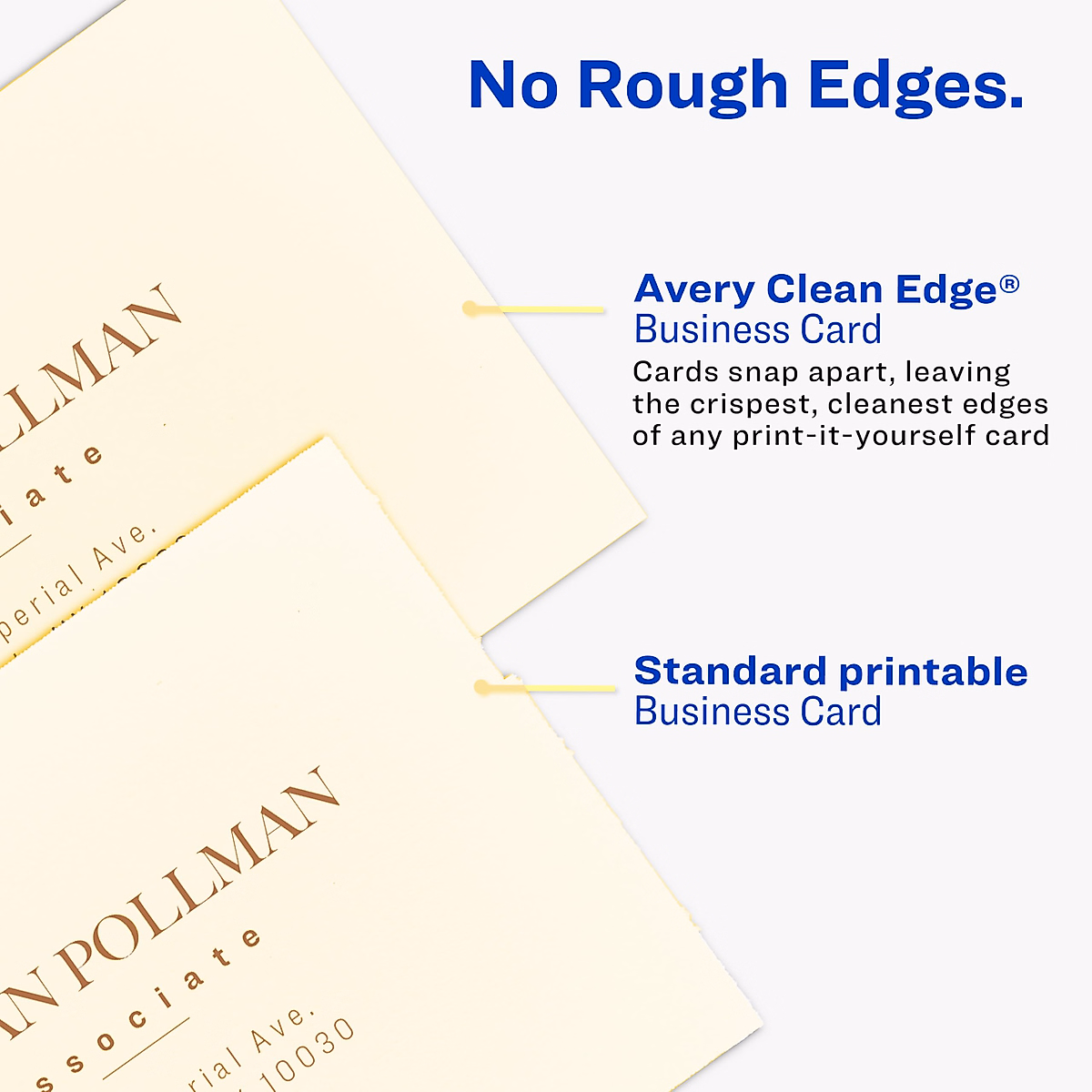 Avery Clean Edge Printable Business Cards with Sure Feed Technology, 2" x 3.5", Ivory, 200 Blank Cards for Laser Printers (5876)