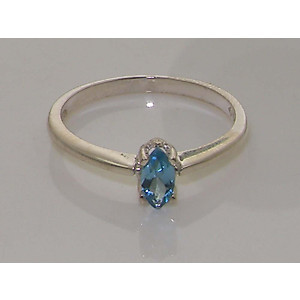 925 Sterling Silver Real Genuine Blue Topaz Womens Statement Ring - Size 11