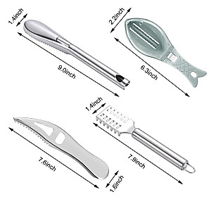 4 Pieces Stainless Steel Fast Remove Fish Skin Brush Plastic Fish Scales Graters Scraper Easy Kitchen Cleaning Tool (4pcs Set)