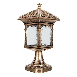 MODEBHD European Copper Column Lamp Outdoor Waterproof Garden Table Lamp Glass E27 Decoration Illumination Bollard Lamp Terrace Balcony Corridor Aisle Lighting Fixture Street Post Lamp
