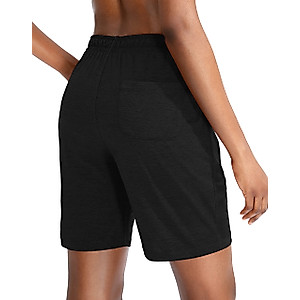 G Gradual Women's Bermuda Shorts Jersey Shorts with Deep Pockets 7" Long Shorts for Women Lounge Walking Athletic (Black, XX-Large)