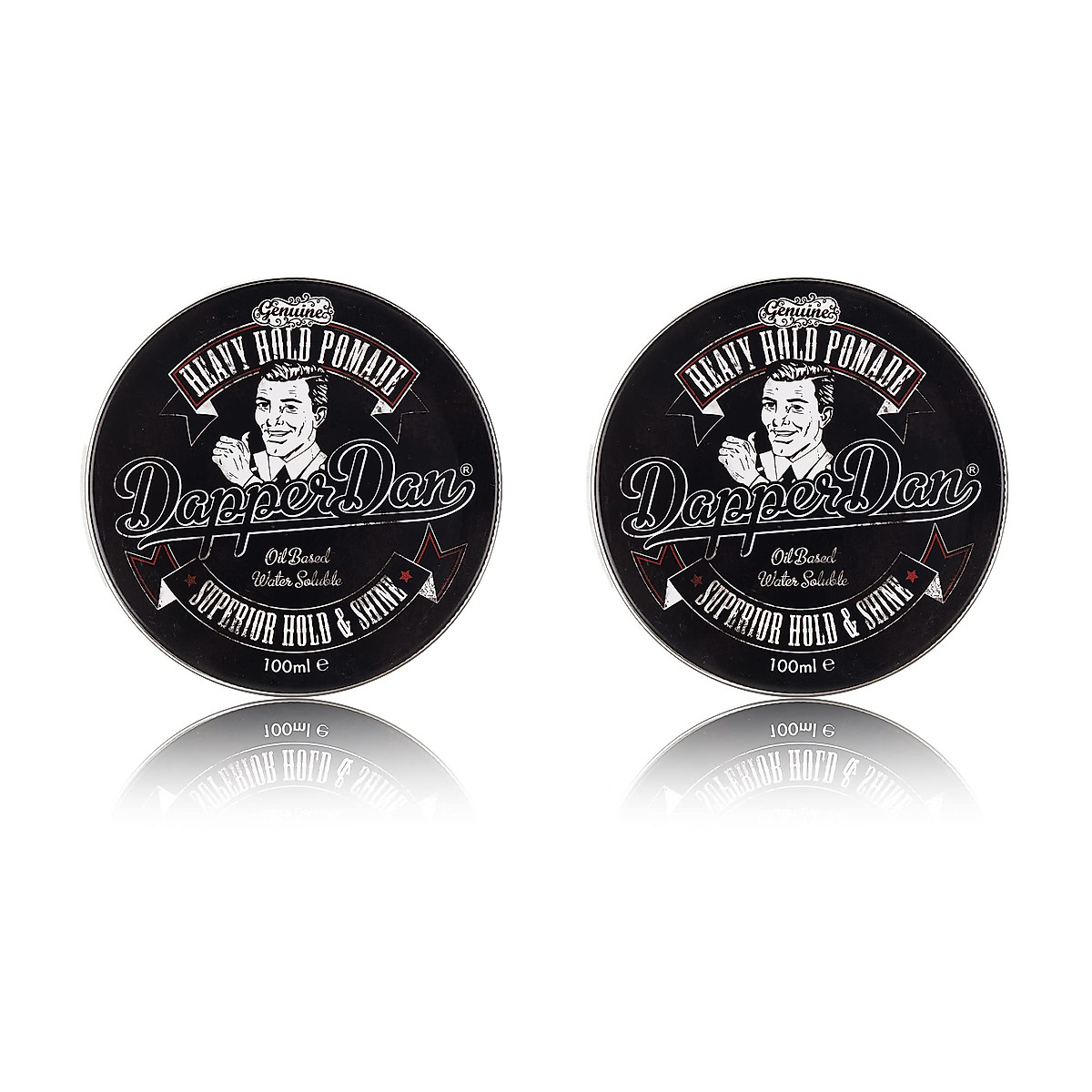Dapper Dan Heavy Hold Pomade for Men, Strong Hold and High Shine Mens Hair Styling Product, Oil Based, Water Soluble, Liquorice and Vanilla Scent, 2 x 100 ml