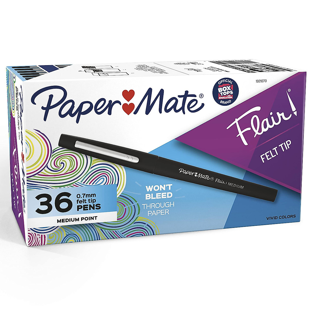 Paper Mate Flair Felt Tip Pens, Medium Point (0.7mm), Black, 36 Count