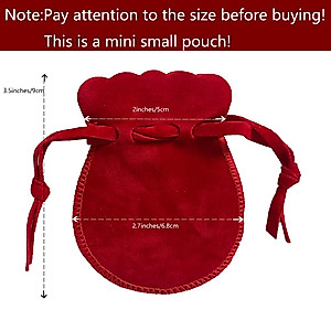 wanerxin 10pcs Mini Small Velvet Drawstring Pouches Gift Bags for Jewelry,Ring,Earrings,Earphone,Wedding Favors, Party Favors,2.7" X 3.6"(red)