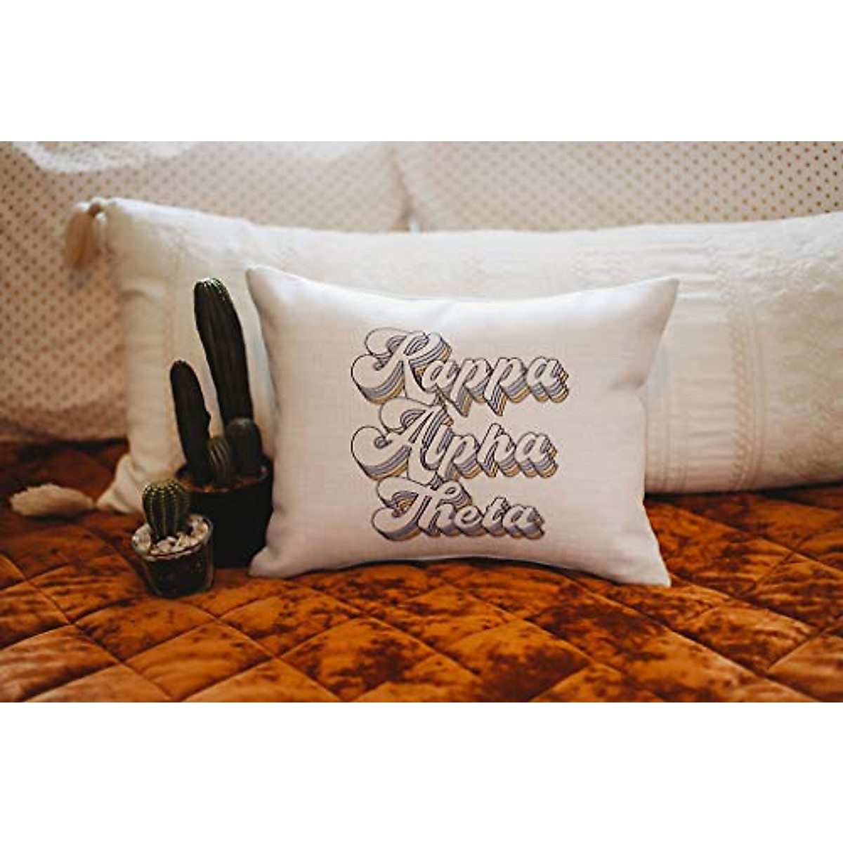 Sorority Shop Kappa Alpha Theta Pillow – Retro Design, 12" x 16" Lumbar Pillow Sorority