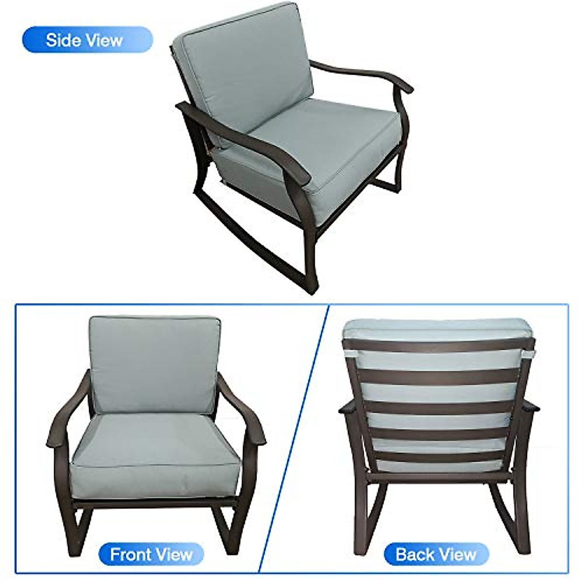 Casualstay Patio Chair Set of 2 Rocking Chairs with Comfortable Super Thick Back&seat Cushion,Durable Steel Frame Good Choice for Outdoor, Indoor,Home,Bistro Conversation Occasions