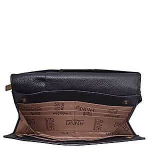 Anna by Anuschka Women’s Hand-Painted Genuine Leather Organizer Wallet On a String - Birds in Paradise Black