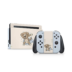Tacky Design Cute Dog Skin Compatible with Nintendo Switch Skin Wrap Cover, Kawaii Blue Skin for Nintendo Switch Stickers, Premium Vinyl 3M Full Wrap Decal, Compatible with Joy-Con, Console, Dock.
