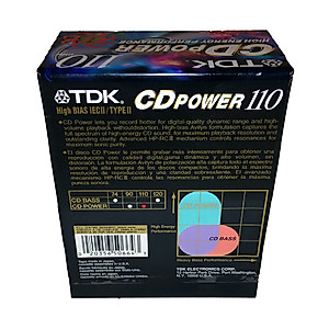 TDK CD Power 110 High Bias High Energy Performance Blank Audio Cassette Tapes - 8 Pack