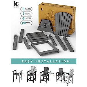 KINGYES Balcony Chair Tall Adirondack Chair Set of 2 Outdoor Adirondack Barstools with Connecting Tray - Patio Stools Weather Resistant for Deck Balcony Pool Backyard, Gray