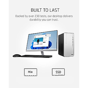 HP 2023 Newest Pavilion Desktop, AMD Ryzen 7 5700G, 16GB RAM, 256GB SSD + 1TB HDD, Wi-Fi 5, Bluetooth, 9 USB Ports, Pre-Built PC Tower, Windows 11 Bundle with JAWFOAL