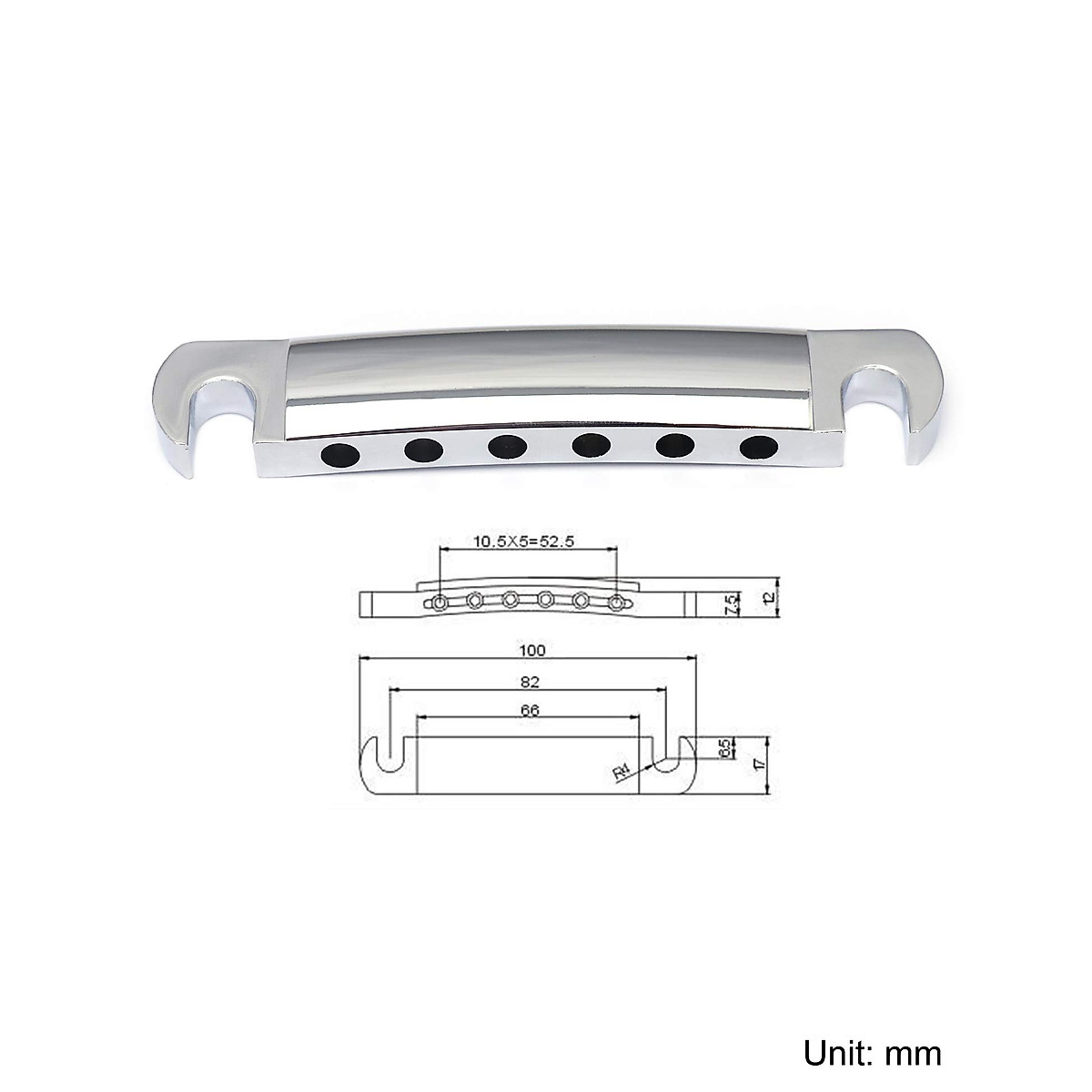 Metallor Tune-O-Matic Style Guitar Stop Bar Tailpiece for LP Les Paul SG Style Electric Guitar Parts Replacement Chrome.