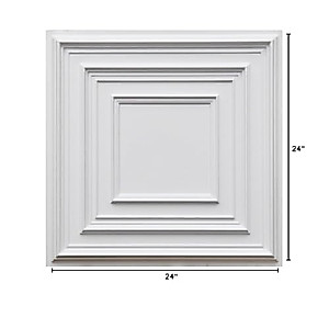 Scoolhouse-Faux Tin Ceiling Tile - White Matte 25-Pack