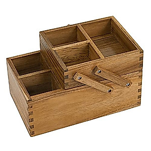 EcoFives Acacia Makeup Organizer, Multi-Function Storage for Makeup, Toiletries, and More- Great for Vanity, Desk, Bathroom, Bedroom, Closet, Kitchen (Acacia)