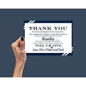 Paper Clever Party Nautical Baby Shower Thank You Postcards (15 Pack) Ahoy Boys Notecards Only - Eco-friendly – Postal Note with Message from Newborn – Anchor Navy and Grey – Printed Size 4x6