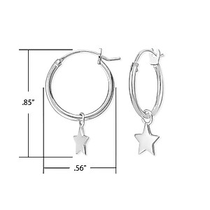 Boma Jewelry Sterling Silver Dangling Star Hoop Earrings