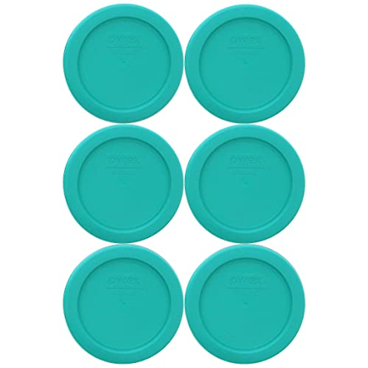 Pyrex 7202-PC Turquoise Round Plastic Food Storage Replacement Lid, Made in USA - 6 Pack