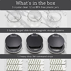 Vascito Adhesive Magnetic Canisters for Bathroom Organization, Qtip Holder, Space Saving Lidless Design, RV Storage and Organization, Under Shelf Storage (Designer White, 3 Pack)