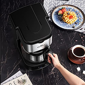 Willz 12-Cup Drip Coffee Maker with Reusable Filter & Coffee Scoop, Large Capacity, Black with Stainless Steel Trim