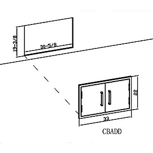 Bonfire Outdoor Kitchen Double Access Door,33x22 Inch,304 Stainless Steel BBQ Grill Doors ,CBADD,Silver