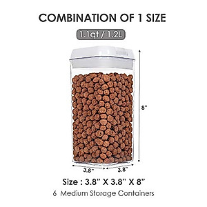 Vtopmart Airtight Food Storage Containers, 6 Pieces Medium BPA Free Plastic Canister with Easy Lock Lids, for Kitchen Pantry Organization and Storage, Include 24 Labels