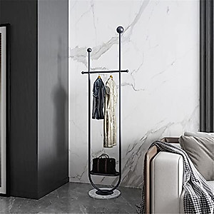TJLSS Metal Hanger Marble Hanger Floor Bedroom Living Room Hanging Clothes and Simple ( Color : Gray , Size : 195*33*4cm )
