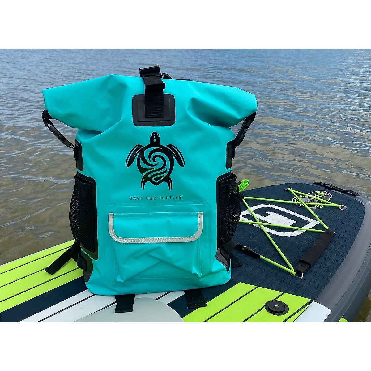GILI Waterproof Backpack with Roll Top Closure, Easy Access Front Zipper, Side Mesh Pockets & Molle Webbing | Keep Your Gear Completely Dry while Paddle Boarding, Kayaking, Canoeing (28L Black)