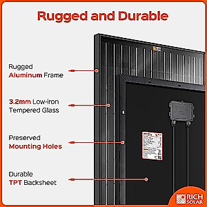 RICH SOLAR 100 Watt 12 Volt Premium Monocrystalline Solar Panel All Black