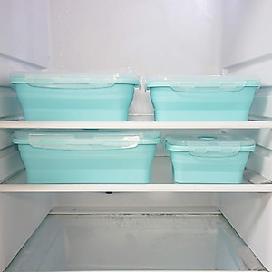 CCyanzi Set of 4 Collapsible Containers Food Storage Collapsible Bowls for Camping Collapsible Silicone Food Containers with Airtight Lids, Microwave, Freezer Safe, For Camping