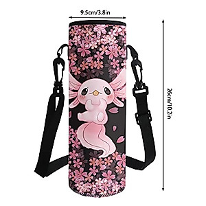 Aoopistc Axolotl & Cherry Blossom School Backpack Set, Bookbag Student Book Bag Travel Daypack with Lunch Box & Water Bottle Bag for Girls