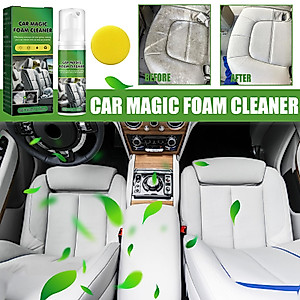 Ganbaro Car Magic Foam Cleaner, Powerful Upholstery and Car Seat Stain Remover, Multipurpose Foam Cleaner for Car Detailing - 60ml with Cleaning Sponge