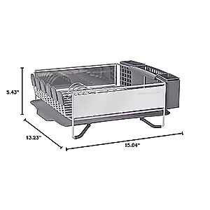 KitchenAid Compact Stainless Steel Dish Rack, Satin Gray, 15-Inch-by-13.25-Inch -