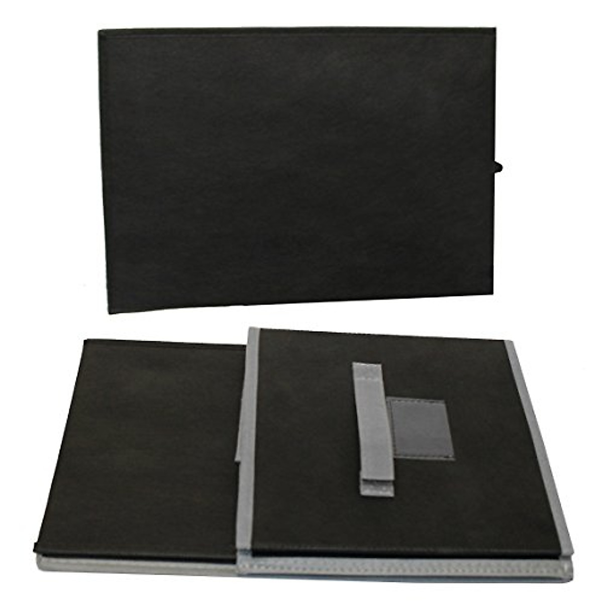 EarthWise Storage Bin Basket Box Collapsible Container Foldable Stackable Fold Flat Shelf Cabinet with Lid Cube Organizers (Set of 3) 1 Large 2 Medium (Black/Grey)