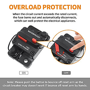 Tiooka 150 Amp Circuit Breaker 12V-48V 3 Pack with Manual Reset for Boat Trolling Motor Marine ATV Trailer Vehicles Stereo Audio Electronic Battery Solar System Waterproof Circuit Breaker