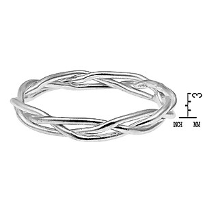 AeraVida Crown of Thorn Weave Wire Braid .925 Sterling Silver Band Ring (9) | Minimalist Stack Ring for Women | Fashion Jewelry
