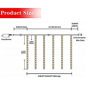 AWQ 16.9 Inch 10 Tubes Meteor Shower Lights 360LED Waterproof Falling Rain Drop Christmas Lights Plug in for Indoor & Outdoor Holiday Garden Tree Christmas Party Home Decor (White)