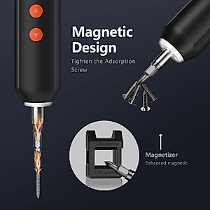 Electric Screwdriver Cordless, Power Screwdriver Set, Includes 5V Cordless Screwdriver Rechargeable with LED Lights, 20pcs Household Bits, USB-C Charging Cable, Magnetizer, Extension Rod, Manual